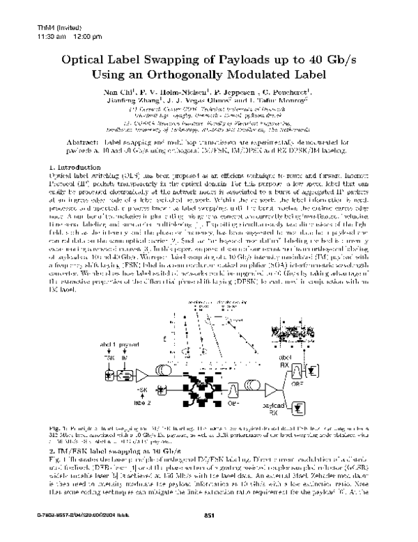 (PDF) Optical label swapping of payloads up to 40 Gb/s using an orthogonally modulated label
