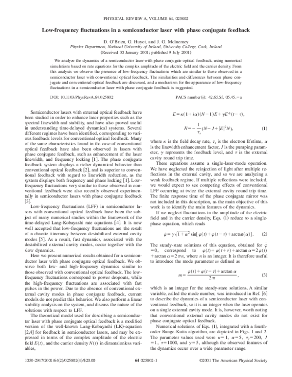 (PDF) Low-frequency fluctuations in semiconductor lasers with optical feedback are induced with ...