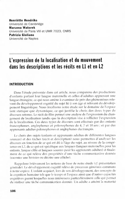 (PDF) L'expression de la localisation et du mouvement dans les ...