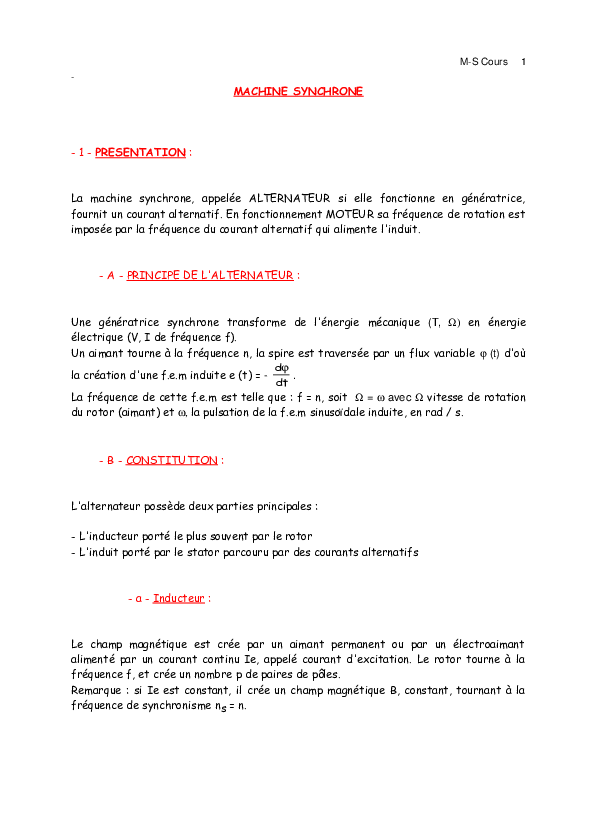 (DOC) MACHINE SYNCHRONE