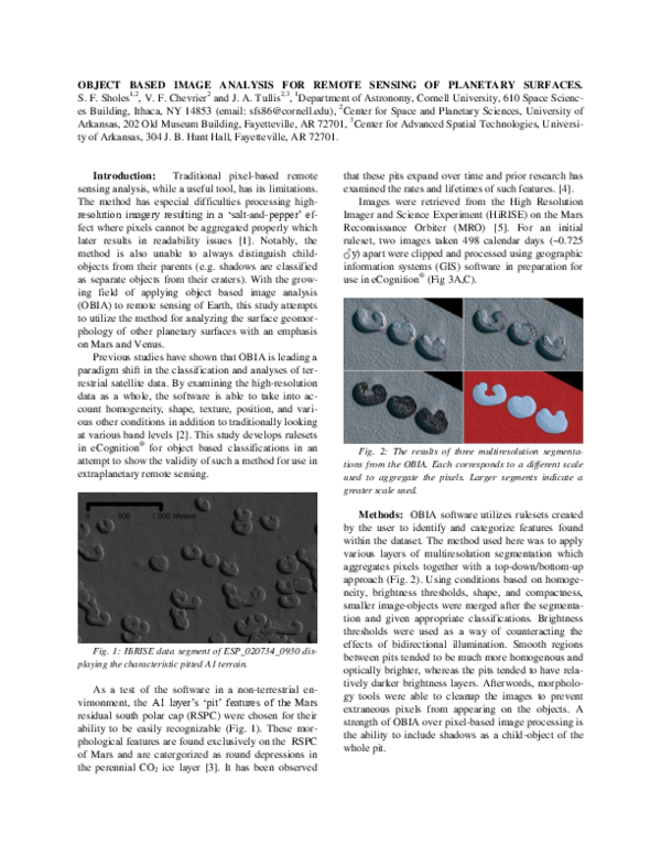 (PDF) Object based image analysis for remote sensing