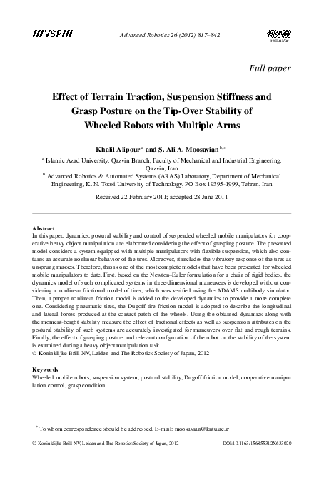 (PDF) Effect of Terrain Traction, Suspension Stiffness and Grasp Posture on the Tip-Over ...