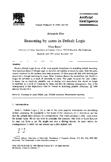 (PDF) Reasoning by cases in default logic