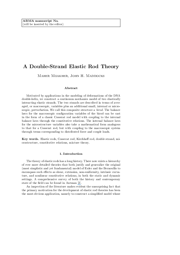 (PDF) A Double-Strand Elastic Rod Theory