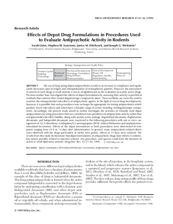 (PDF) Effects of Depot Drug Formulations in Procedures Used to Evaluate ...