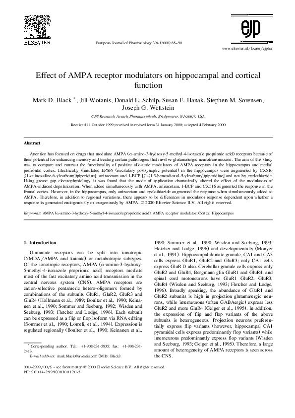 (PDF) Effect of AMPA receptor modulators on hippocampal and cortical ...