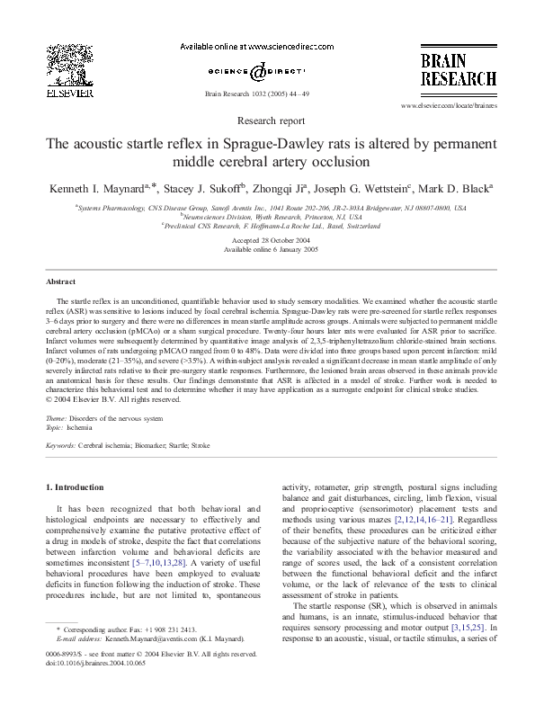 (PDF) The acoustic startle reflex in Sprague-Dawley rats is altered by ...
