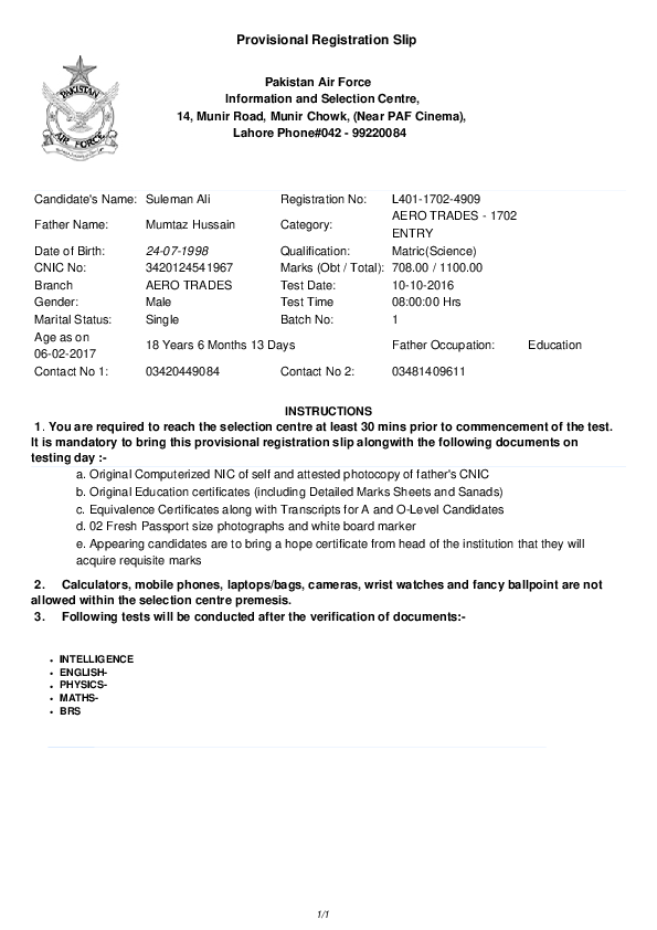 (PDF) Provisional Registration Slip