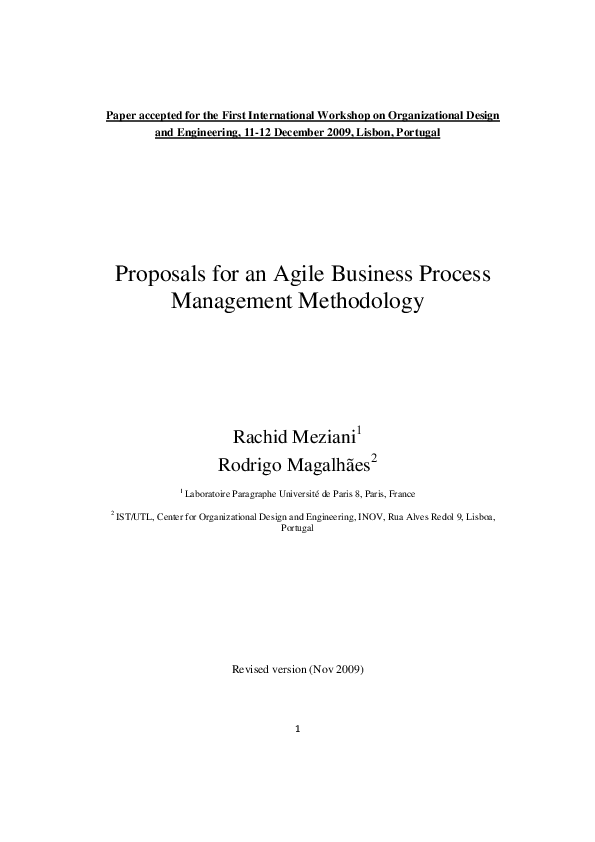 (PDF) Proposals for an Agile Business Process Management Methodology