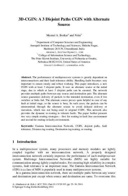 (PDF) 3D-CGIN: A 3 Disjoint Paths CGIN with Alternate Source