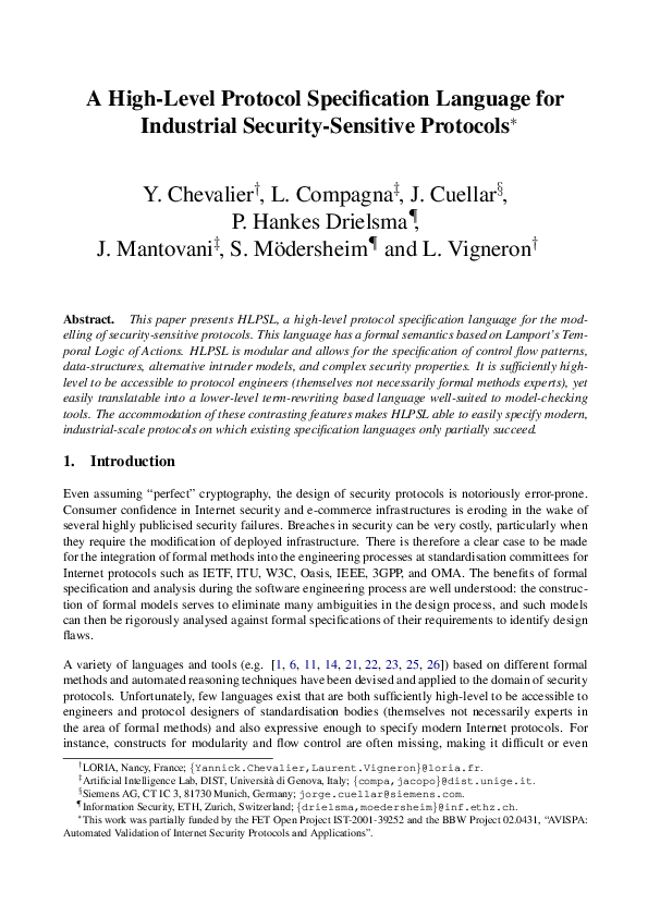 (PDF) A High Level Protocol Specification Language for Industrial ...
