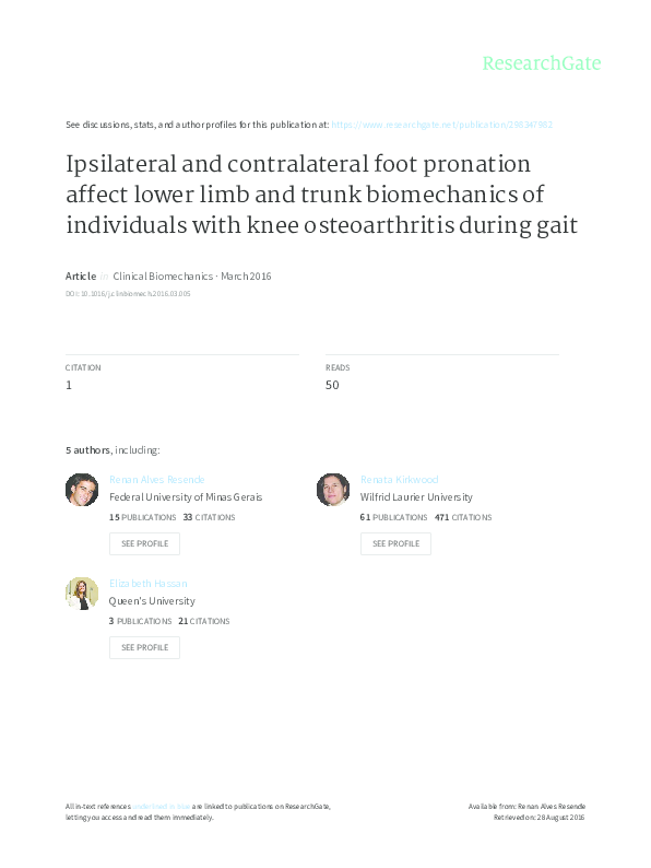 (PDF) Ipsilateral and contralateral foot pronation affect lower limb ...