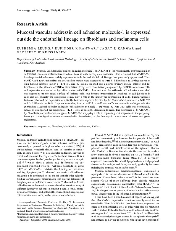 (PDF) Mucosal vascular addressin cell adhesion molecule-1 is expressed ...