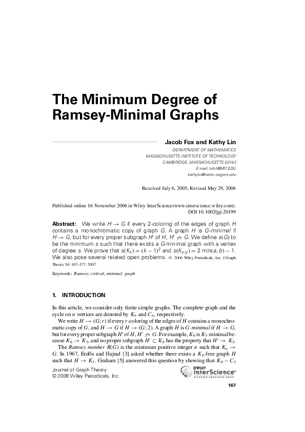 (PDF) The minimum degree of Ramsey-minimal graphs