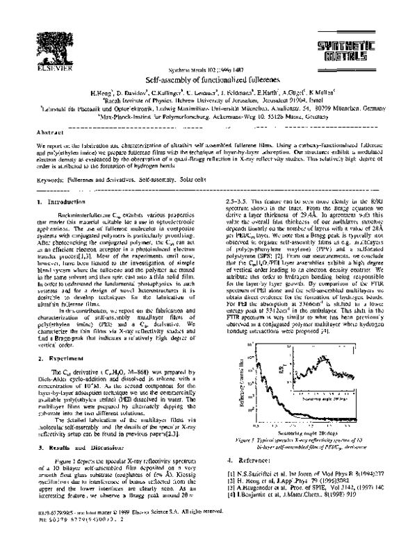 (PDF) Self-assembly of functionalized fullerenes