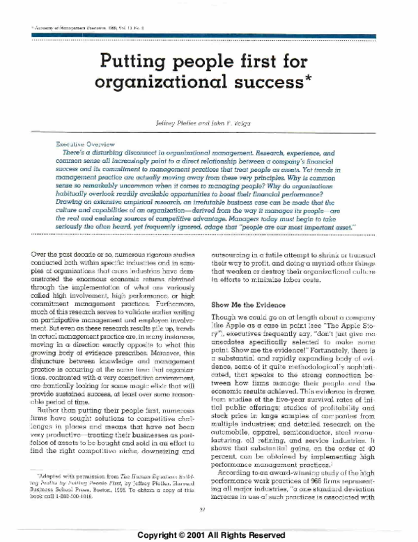 (PDF) Putting people first for organizational success (PDF) Putting people first for organizational success