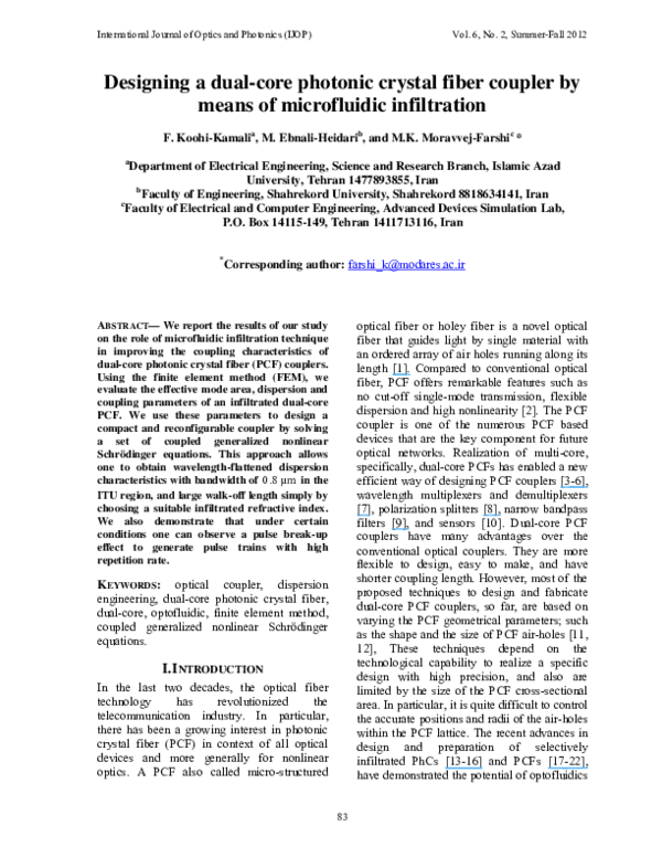 (PDF) Designing a dual-core photonic crystal fiber coupler by means of microfluidic infiltration