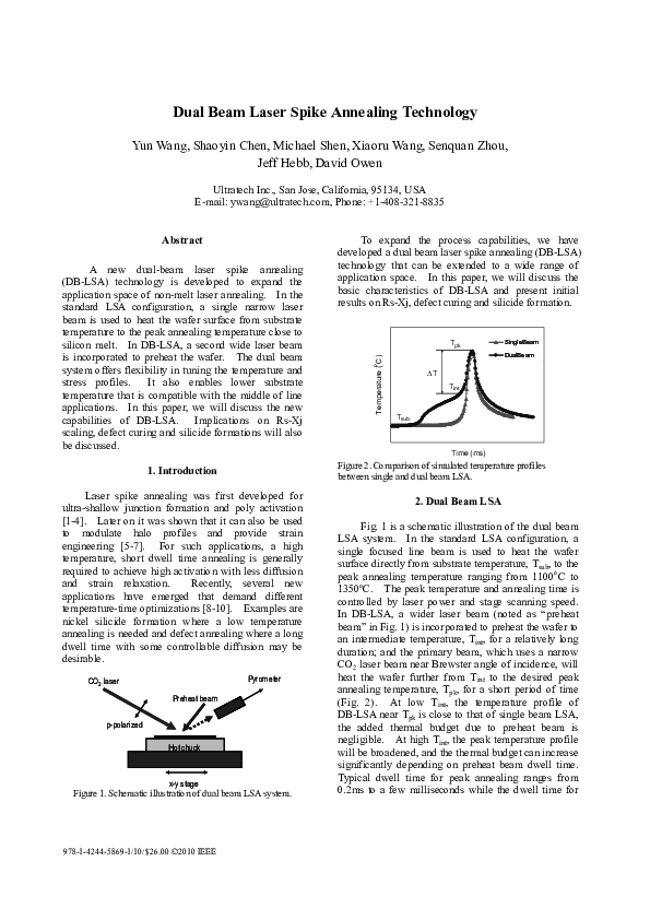(PDF) Dual beam laser spike annealing technology