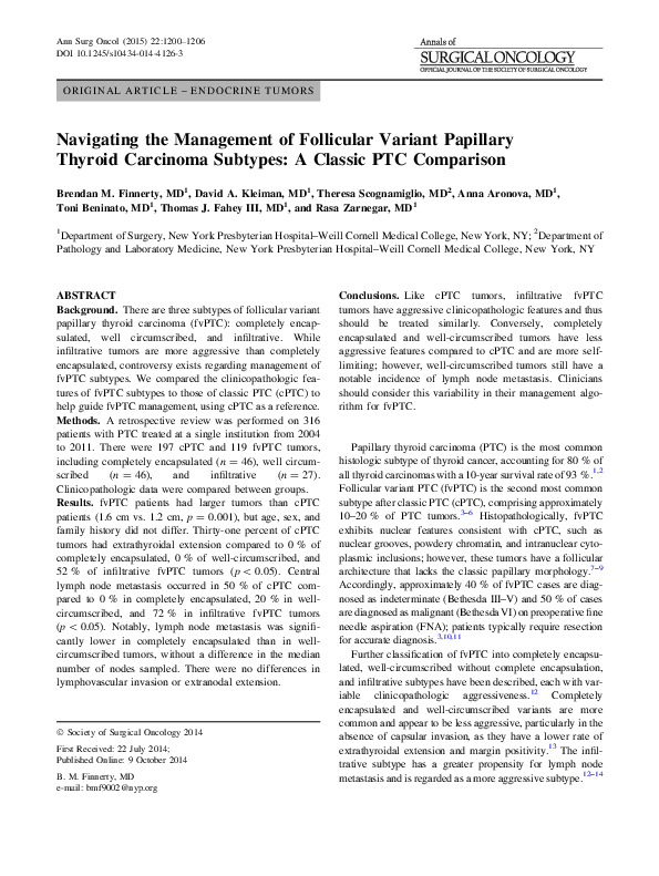 (PDF) Navigating the Management of Follicular Variant Papillary Thyroid ...