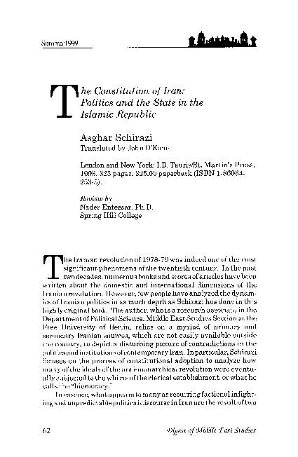 (PDF) The Constitution of Iran: Politics and the State in the Islamic ...