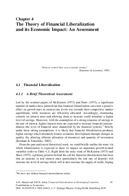 (PDF) The Theory of Financial Liberalization and its Economic Impact ...