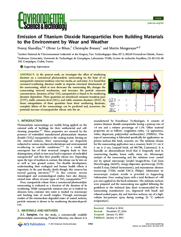 (PDF) Emission of Titanium Dioxide Nanoparticles from Building ...