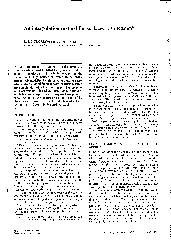 (PDF) An interpolation method for surfaces with tension
