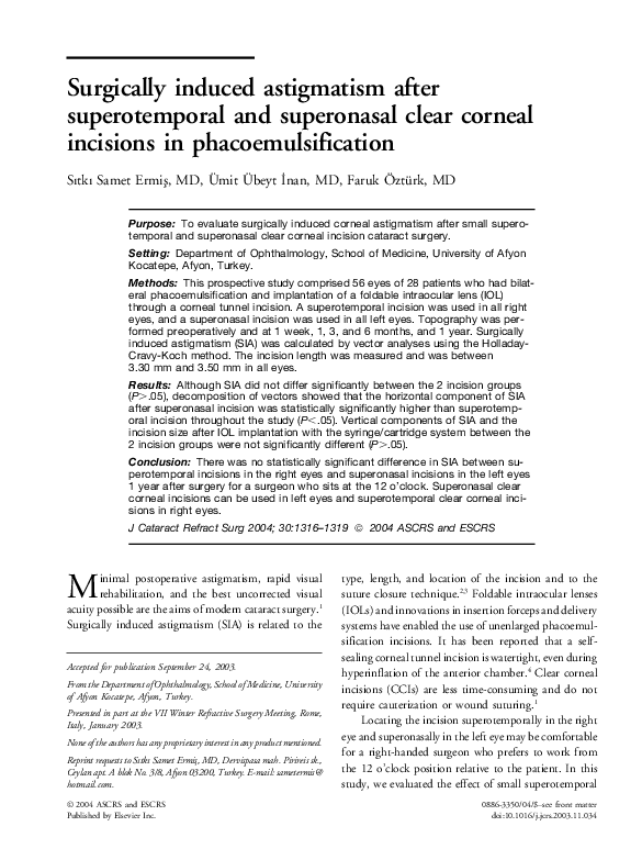(PDF) Surgically induced astigmatism after superotemporal and ...