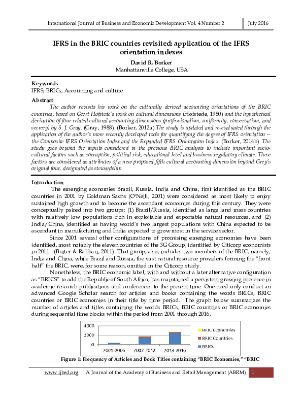 (PDF) IFRS in the BRIC countries revisited: application of the IFRS ...