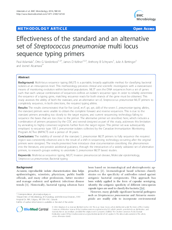 (PDF) Effectiveness of the standard and an alternative set of Streptococcus pneumoniae multi ...