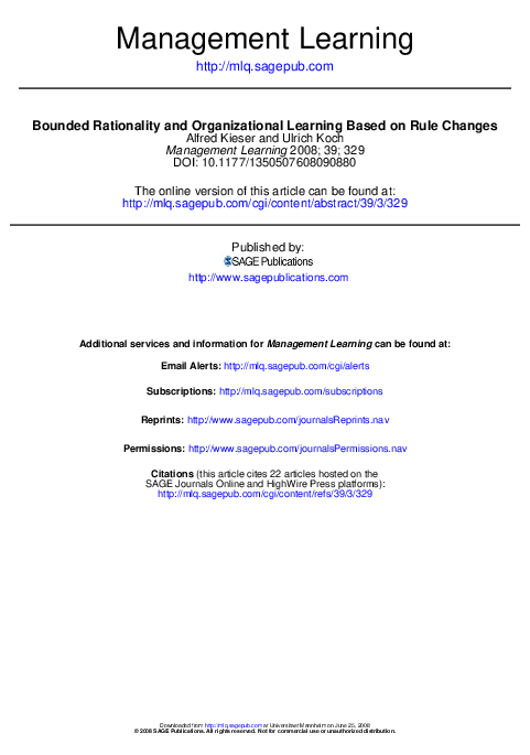 (PDF) Bounded Rationality and Organizational Learning Based on Rule Changes