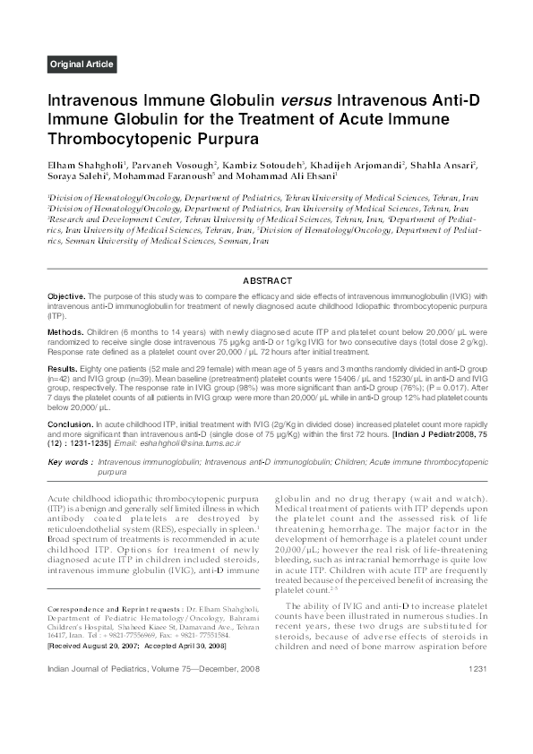 (PDF) Intravenous immune globulin versus intravenous anti-D immune ...