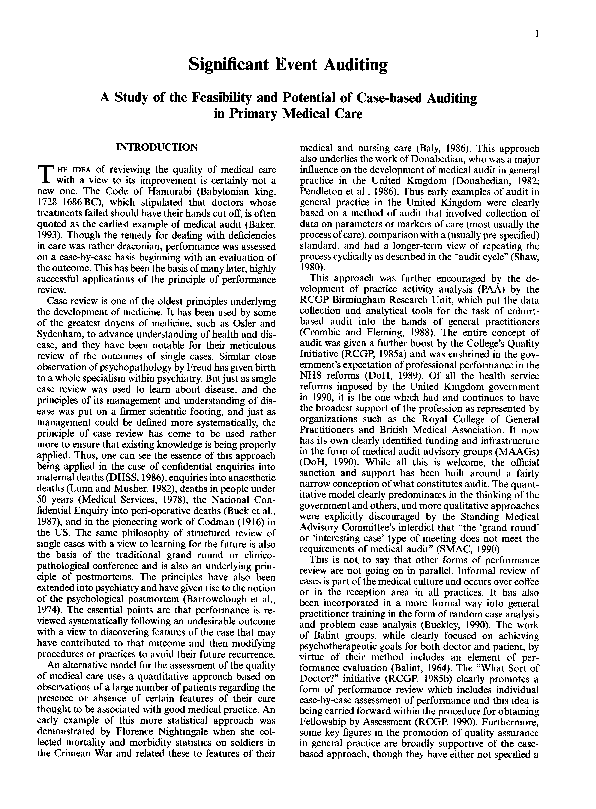 (PDF) Significant Event Auditing. A Study of the Feasibility and ...