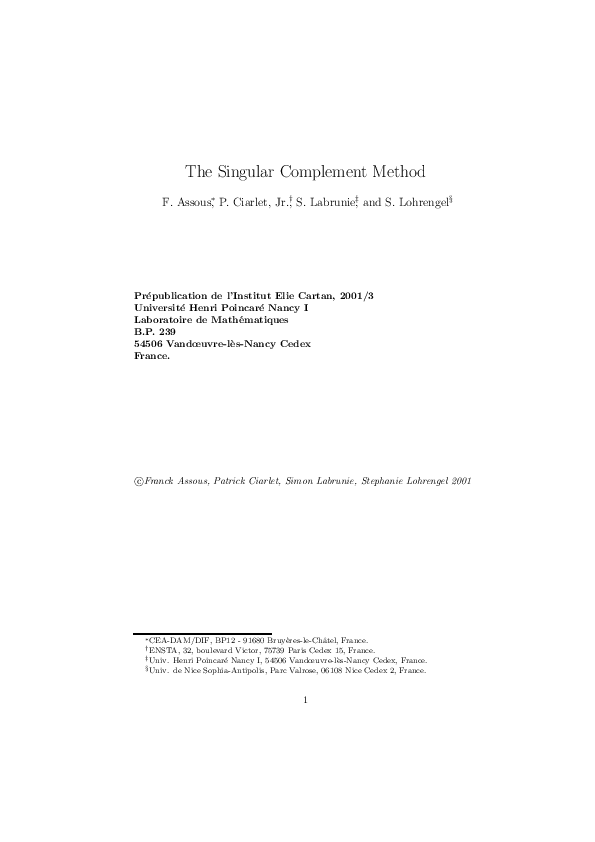 (PDF) The Singular Complement Method