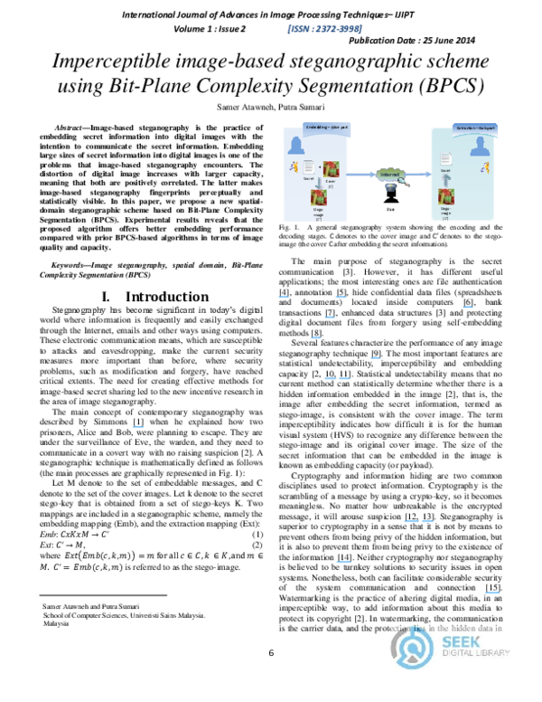 Pdf Imperceptible Image Based Steganographic Scheme Using Bit Plane Complexity Segmentation Bpcs