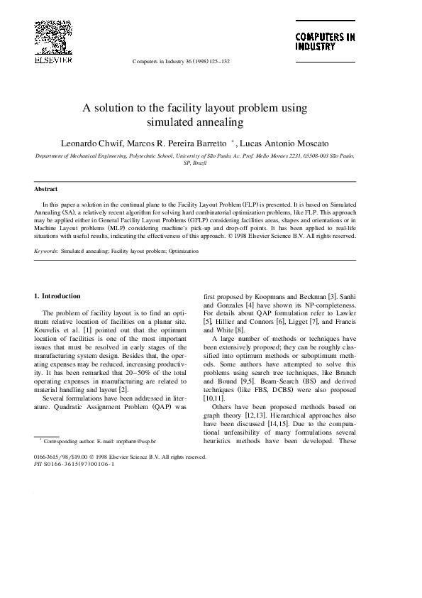 (PDF) A solution to the facility layout problem using simulated annealing
