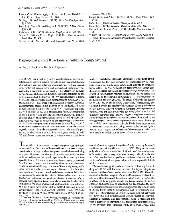 (PDF) Papain-catalyzed reactions at subzero temperatures