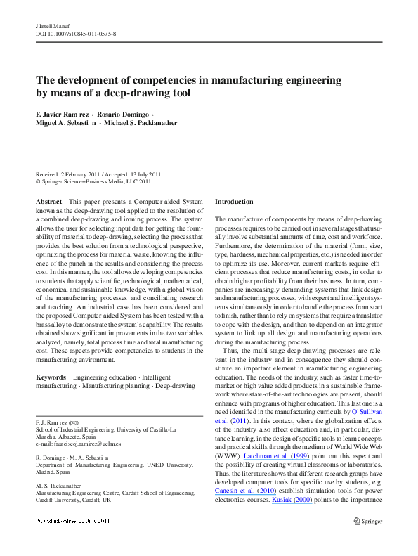 (PDF) The development of competencies in manufacturing engineering by ...