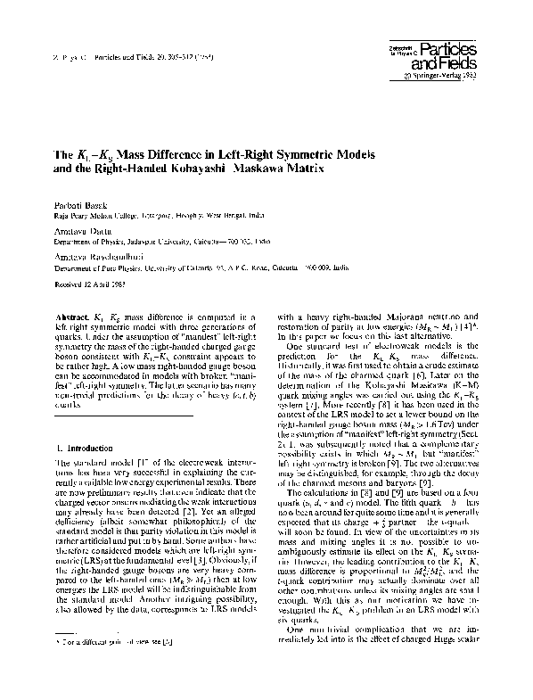 (PDF) theK L-K S mass difference in left-right symmetric models and the ...