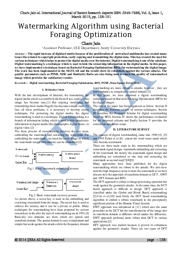 (PDF) Bacterial Foraging for Digital Watermarking
