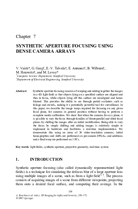 (PDF) Synthetic Aperture Focusing Using Dense Camera Arrays