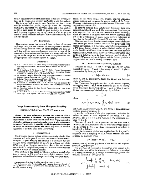(PDF) Image enhancement by local histogram stretching