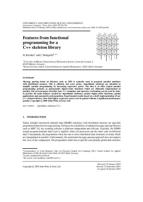 (PDF) Features from functional programming for a C++ skeleton library