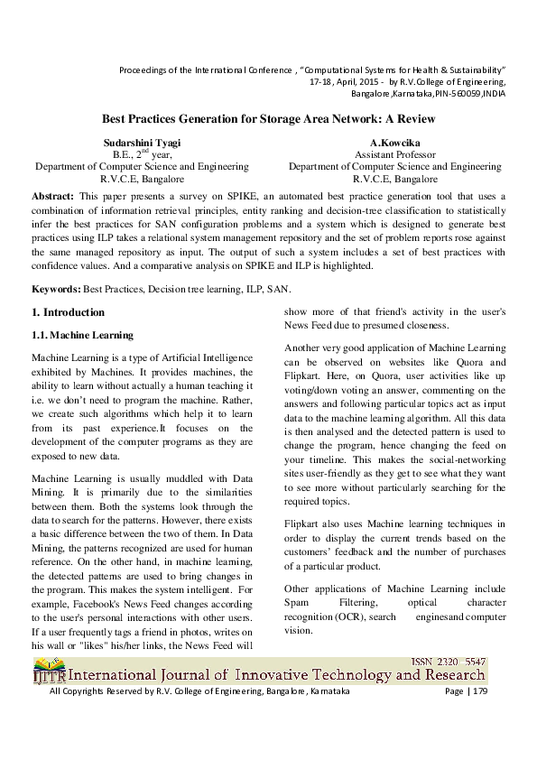 (PDF) Best Practices Generation for Storage Area Network: A Review