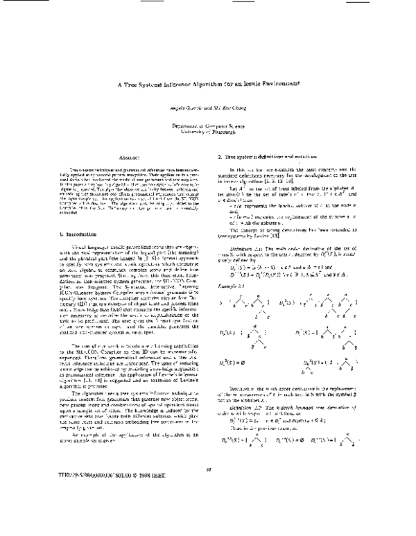 Pdf A Tree Systems Inference Algorithm For An Iconic Environment