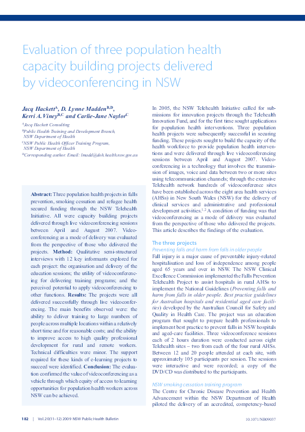 (PDF) Evaluation of three population health capacity building projects ...
