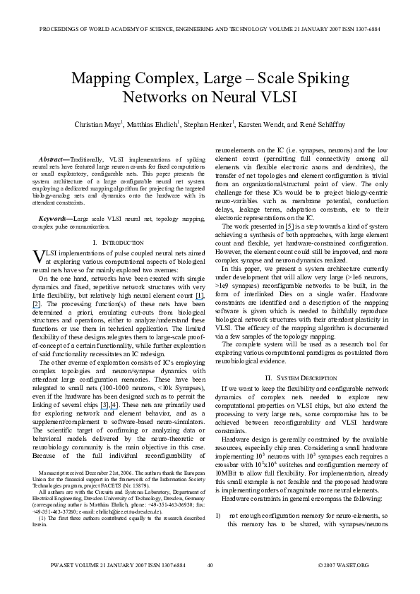 Pdf Mapping Complex Large Scale Spiking Networks On Neural Vlsi
