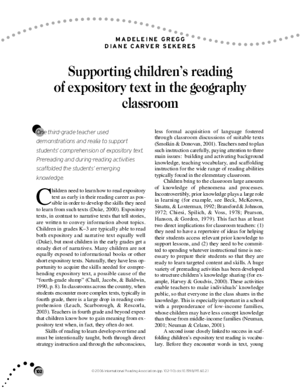 (PDF) Supporting Children's Reading of Expository Text in the Geography ...