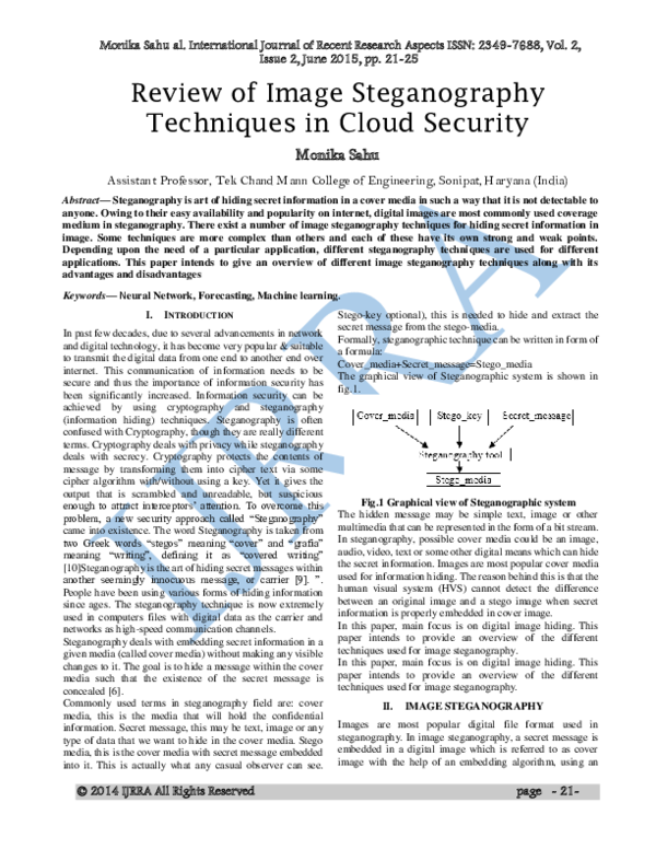 (PDF) Review of Image Steganography Techniques in Cloud Security