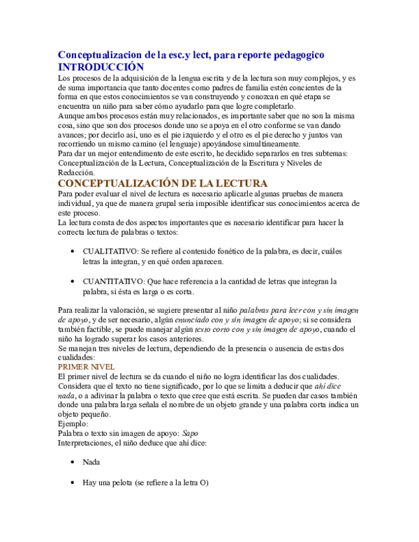(DOC) Conceptualizacion de la esc.y lect, para reporte pedagogico INTRODUCCIÓN